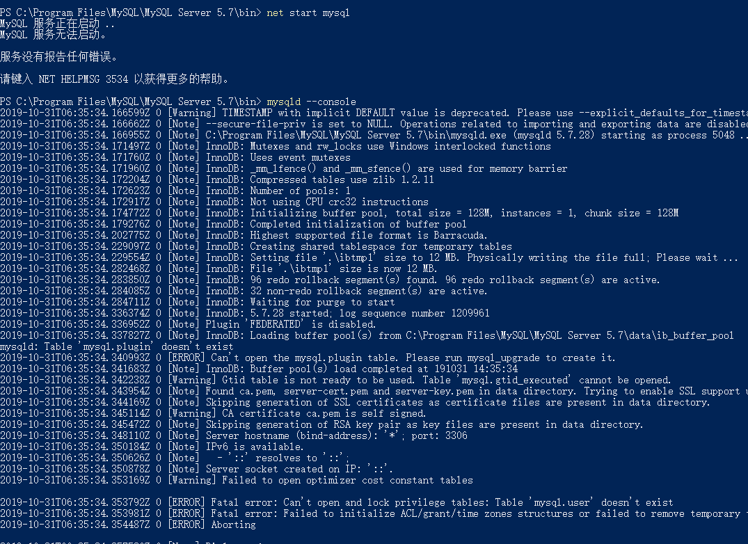 win10下MySQL无法运行问题_[error] fatal error: failed to initialize acl/gran-CSDN博客