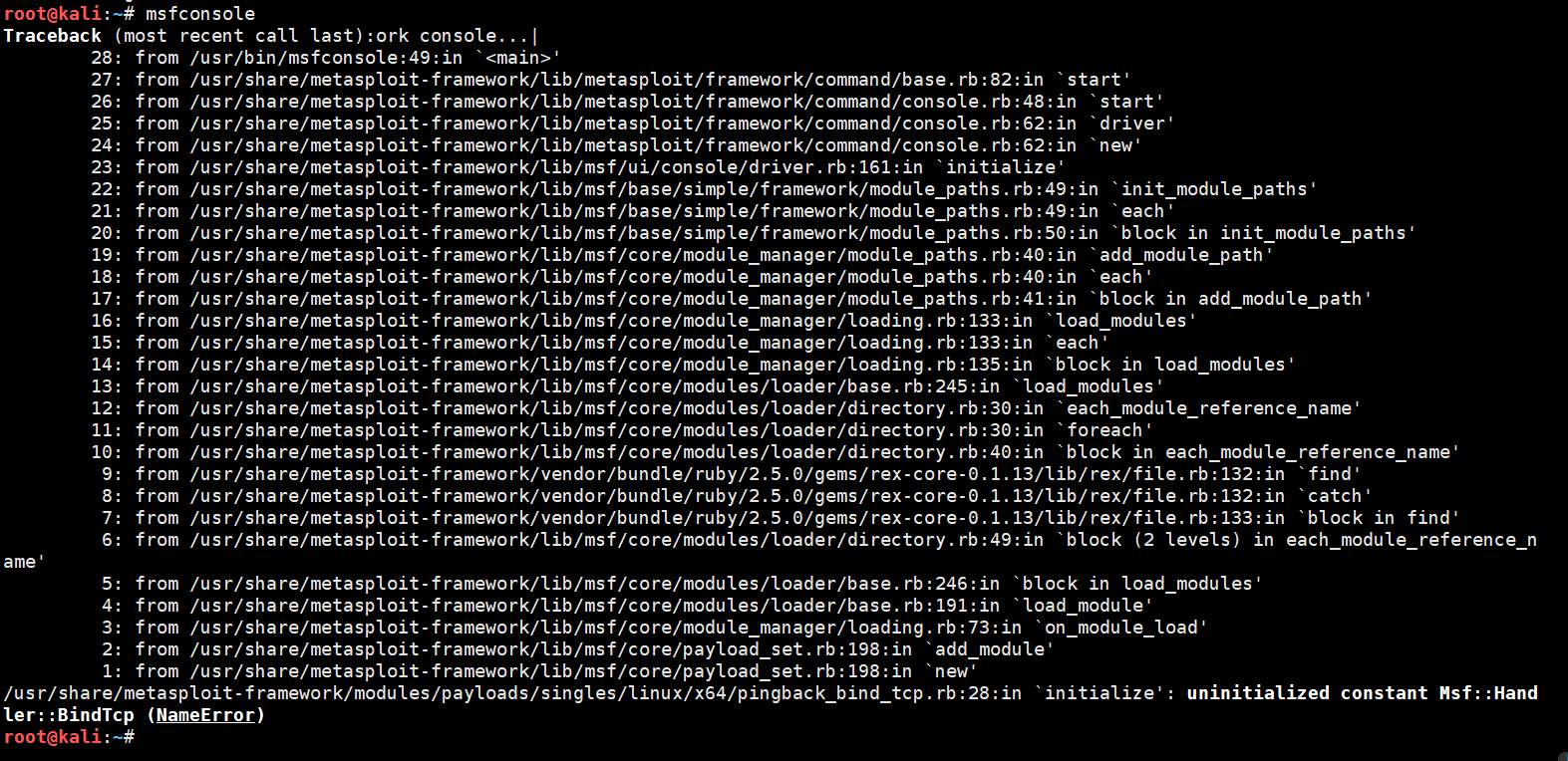 kali在xshell环境下的msfconsole运行失败问题_msf 进入不了shell-CSDN博客
