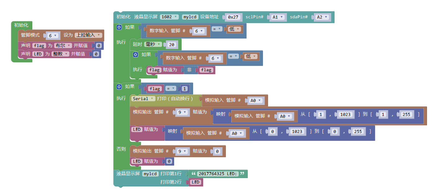Arduino米思齐Mixly---旋转可调灯_mixly怎么利用旋转电位器调节两个不同颜色led灯的亮度变化。-CSDN博客