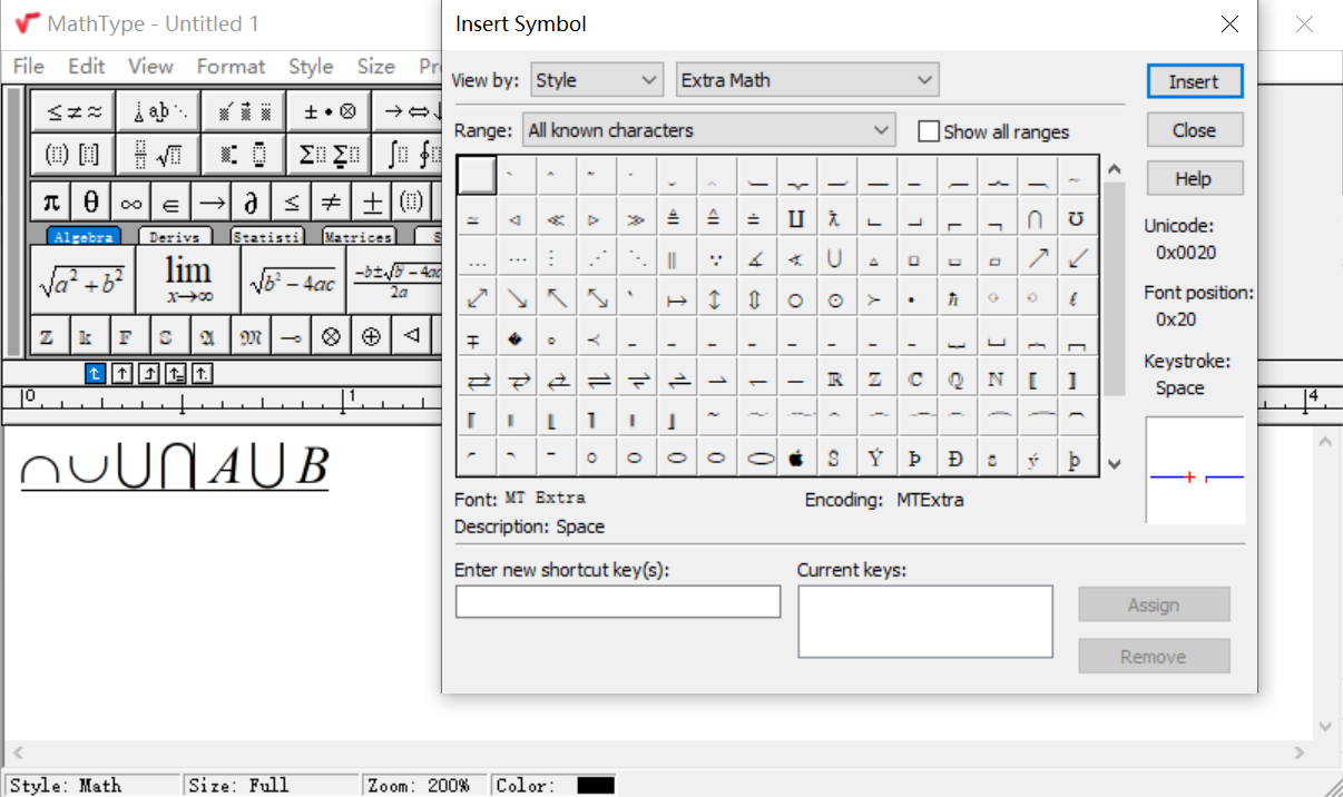 解决mathtype中集合交并运算符号太矮的问题_mathtype并集-CSDN博客