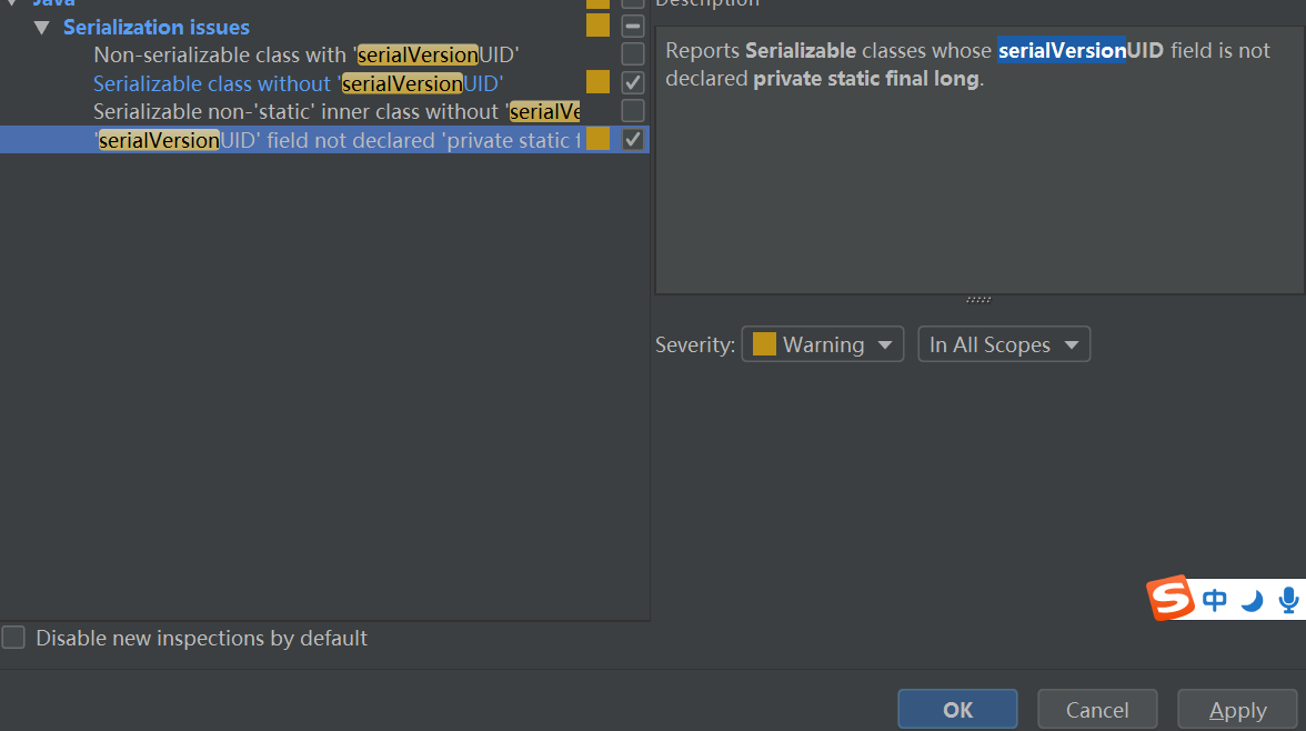 idea序列化的序列号serialVersionUID自动生成_inspection code后批量生成serialversionuid-CSDN博客