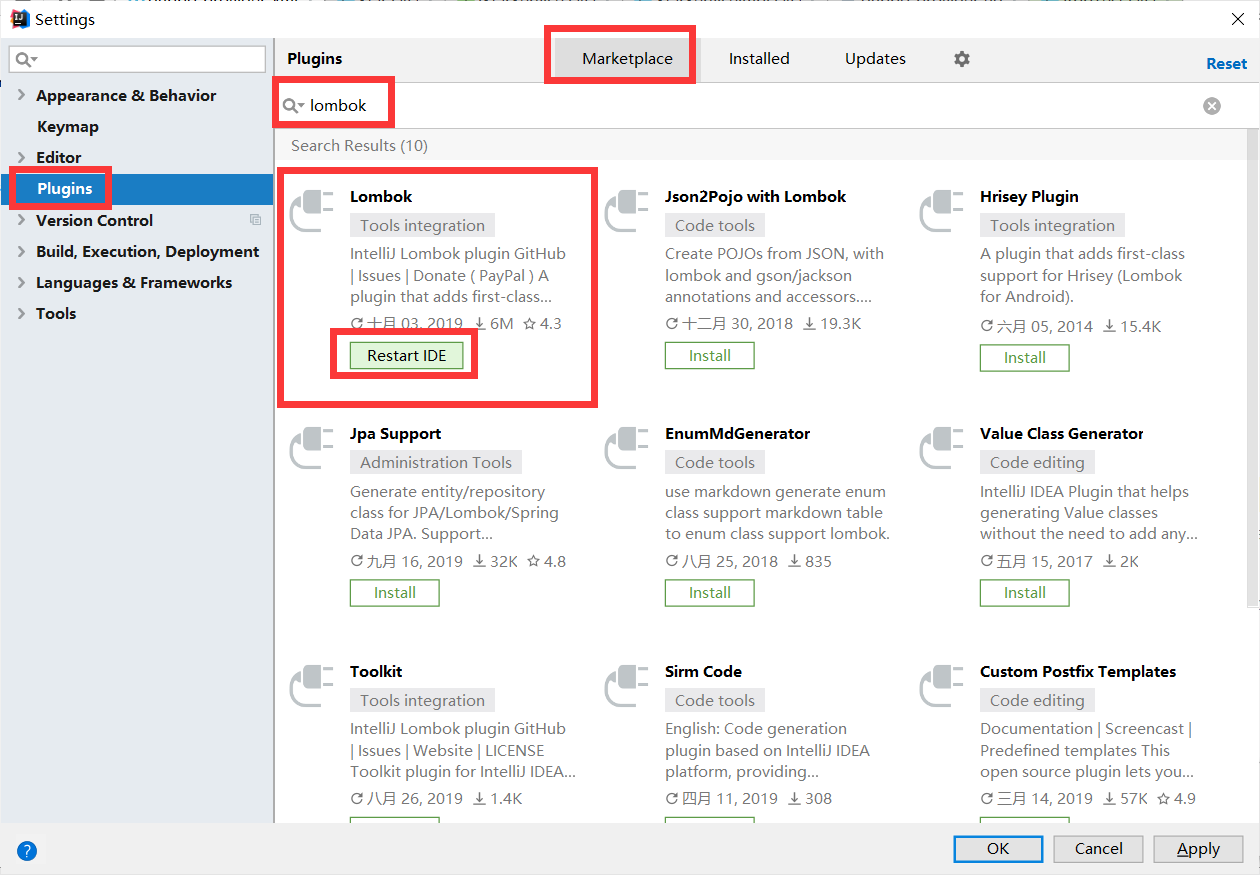 Idea一键自动生成对象所有get、set方法。idea插件：generateallsetter （idea安装lombok Plugin插件