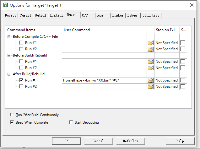 How Keil uses the fromelf.exe tool to generate target (bin, hex, etc.) files - Programmer Sought