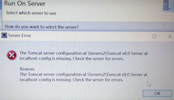 The Tomcat server configuration at /Servers/Tomcat v9.0 Server at localhost-config is missing ...