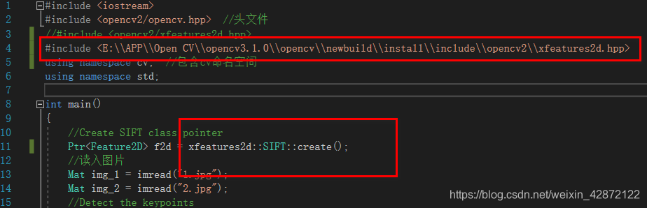Opencv问题:扩展库文件xfeatures2d无法调用 Unexpected Include Downloads Xfeatures2d