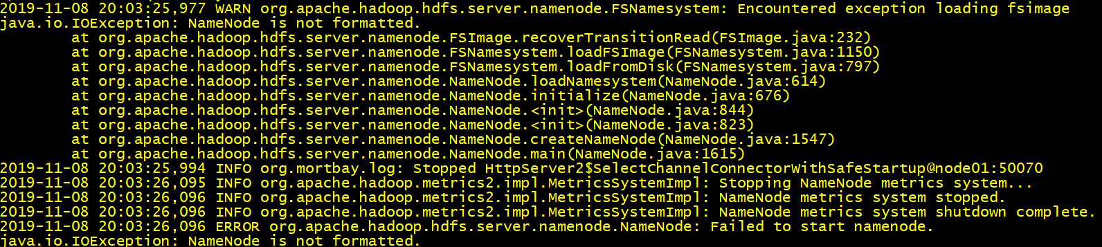java.io.IOException: NameNode is not formatted. 新创建的hadoop集群启动时报错namenode没有启动成功-CSDN博客