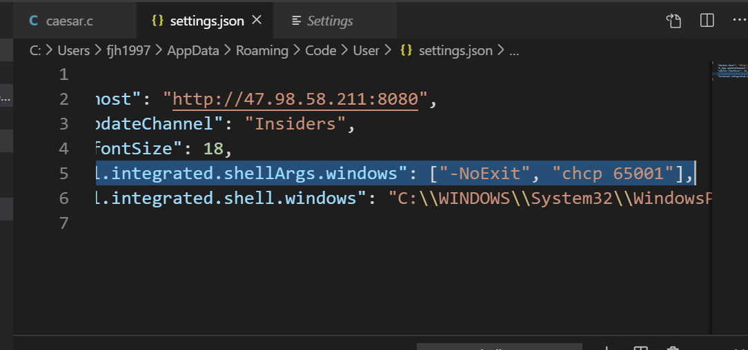 解决vscode的terminal乱码_terminal.integrated.shellargs.windows-CSDN博客