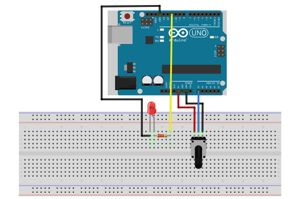 Arduino制作实践课程（4）可调节亮度的台灯arduino可调光小台灯实验代码 Csdn博客