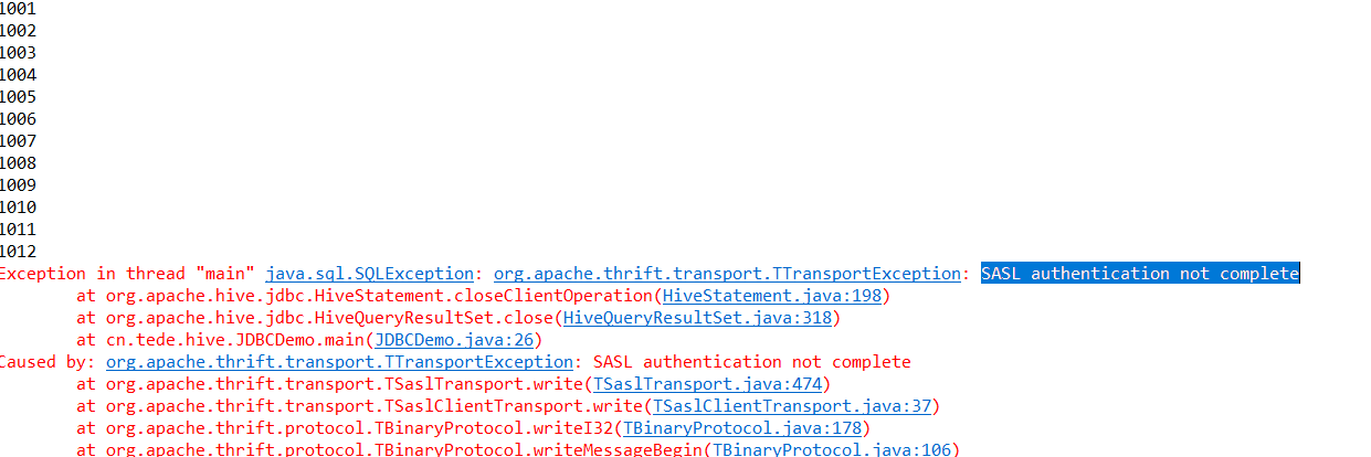 使用jdbc连接hive报错：sasl Authentication Not Completehive的jdbc报错 Sasl Authentication Not Complete Csdn博客 0012