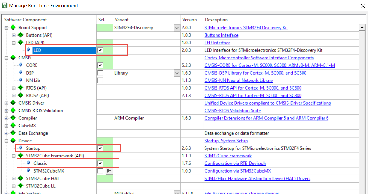 使用Keil RTE完成基于STM32F407-DISC1开发板的LED闪烁_用stm32f407芯片的充电桩系统源码-CSDN博客