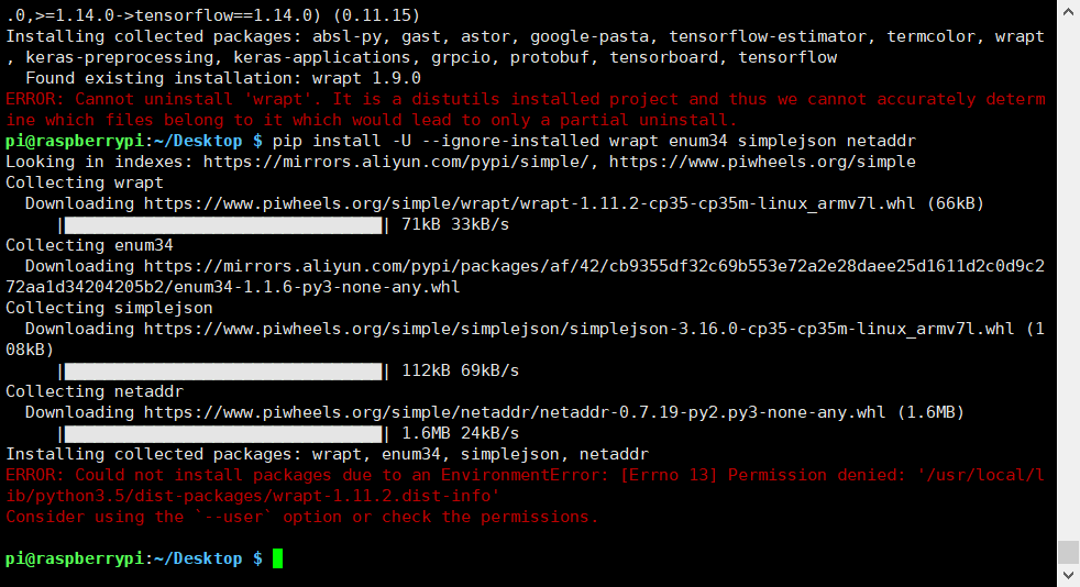树莓派安装TensorFlow遇到的问题_tensorflow2.15.0 wrapt-CSDN博客