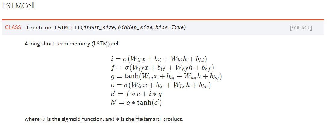 Pytorch 中 LSTMCell介绍_pytorch lstmcell-CSDN博客