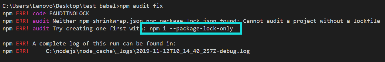 npm install出现问题：run 'npm audit fix' to fix them, or 'npm audit' for details（安装babel）_安装babel ...