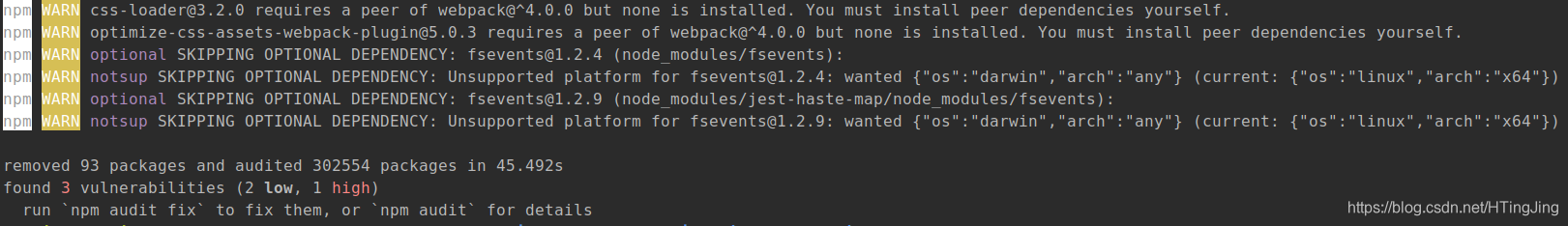Vue项目install警告:found 3 Vulnerabilities 2 Low 1 High Csdn博客