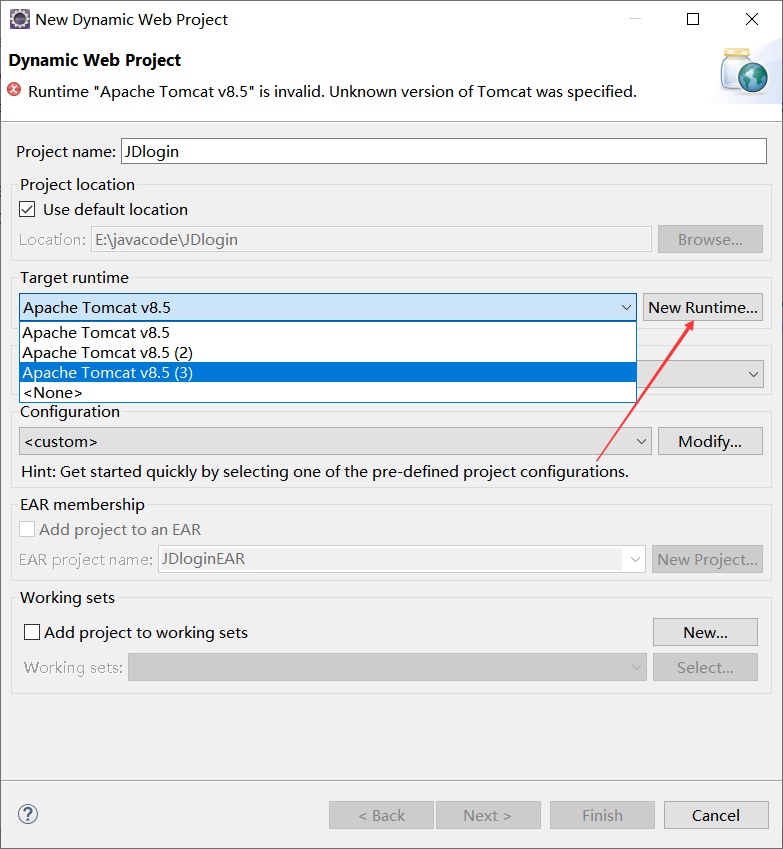 Runtime "Apache Tomcat v8.5" is invalid. Unknown version of Tomcat was specified.-CSDN博客
