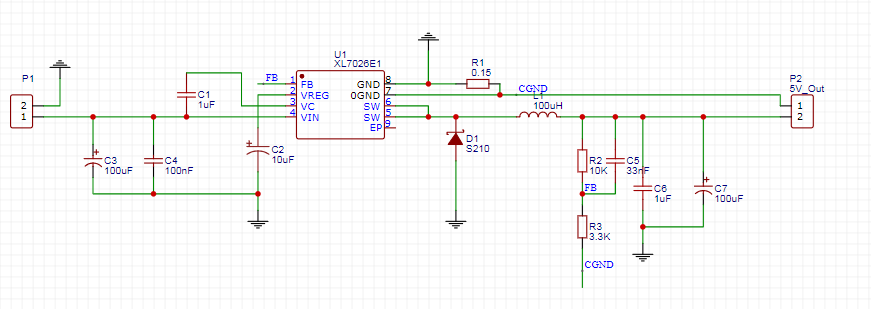XL7026E1 12V~100V输入5V输出降压DCDC电路原理图