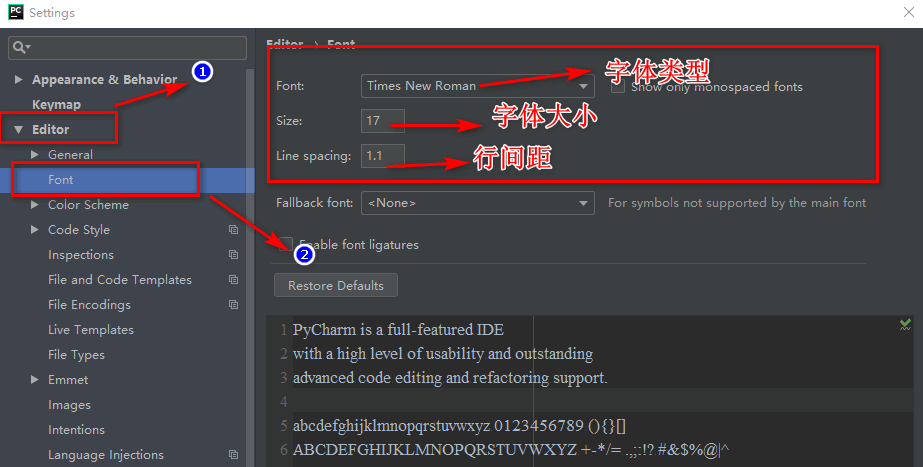 PyCharm背景颜色+字体大小+字体颜色的设置_pycharm设置字体大小和背景色-CSDN博客