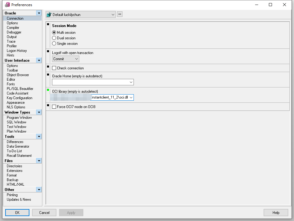 启动pl Sql没有connect As或者连接失败：initialization Error Oracle Client Not