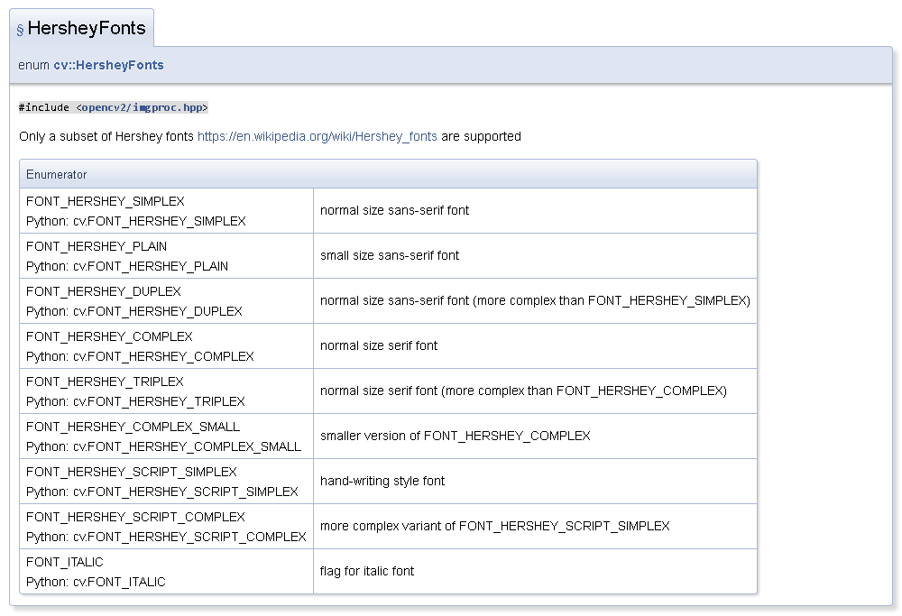 python opencv-4.1.0 cv::HersheyFonts 文字类型-CSDN博客