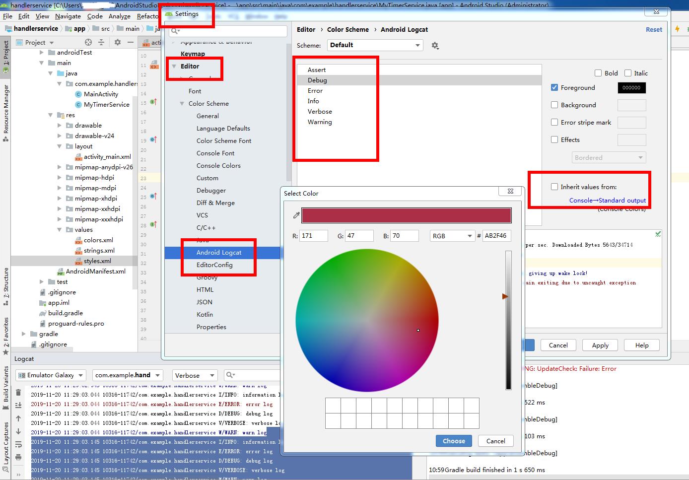 Android app：用Log方法打印调试信息 (Log.v,Log.d,Log.i,Log.w,Log.e)以及修改LogCat的颜色_log.v的打印信息如何查看-CSDN博客