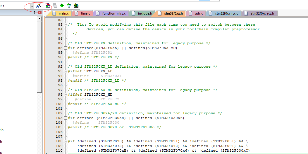 移植STM32F051，编译后遇到 #error "Please select first the target STM32F0xx device used in your ...