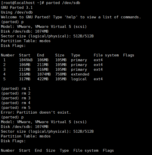 卸载分区，删除分区，使用parted进行分区，通过gpt的方式。_parted删除分区-CSDN博客