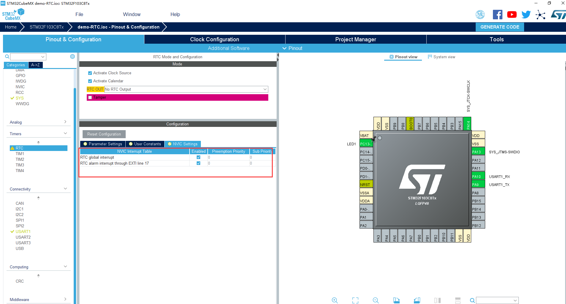 STM32用cube配置RTC中断_stm32的rct重新配置时间-CSDN博客