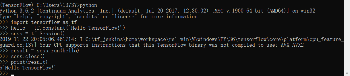 基于Anaconda安装不同版本Python和TensorFlow以及TensorFlow Hello World_anancoda 不同环境下安装的tensorflow版本不同会相互影响吗 ...