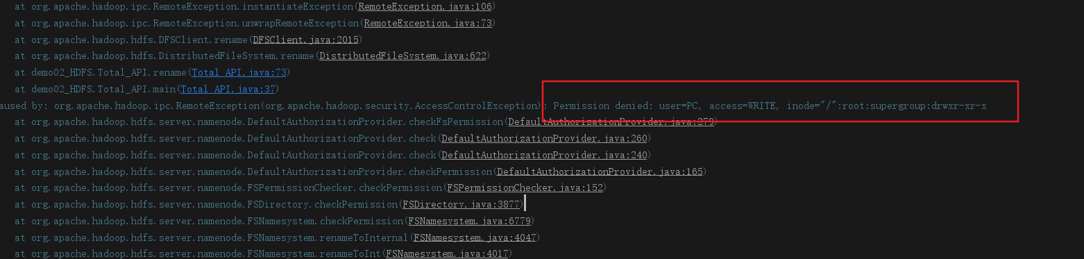 Permission denied: user=PC, access=WRITE, inode="/":root:supergroup:drwxr-xr-x解决方法_flink ...