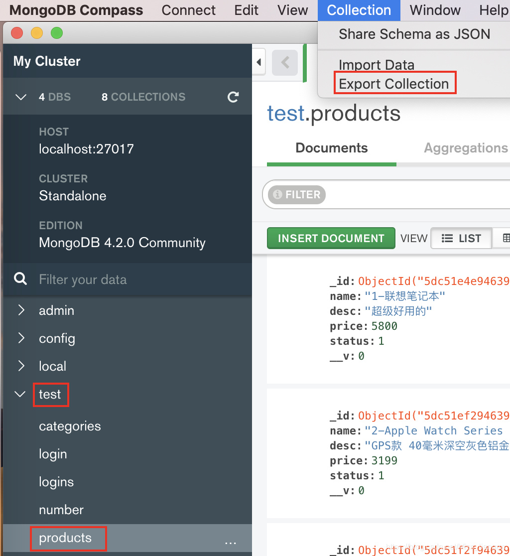如何将本地的mongodb数据导出,然后上传至阿里云服务器上mongodb中呢?mongodb Compass 导出 Csdn博客