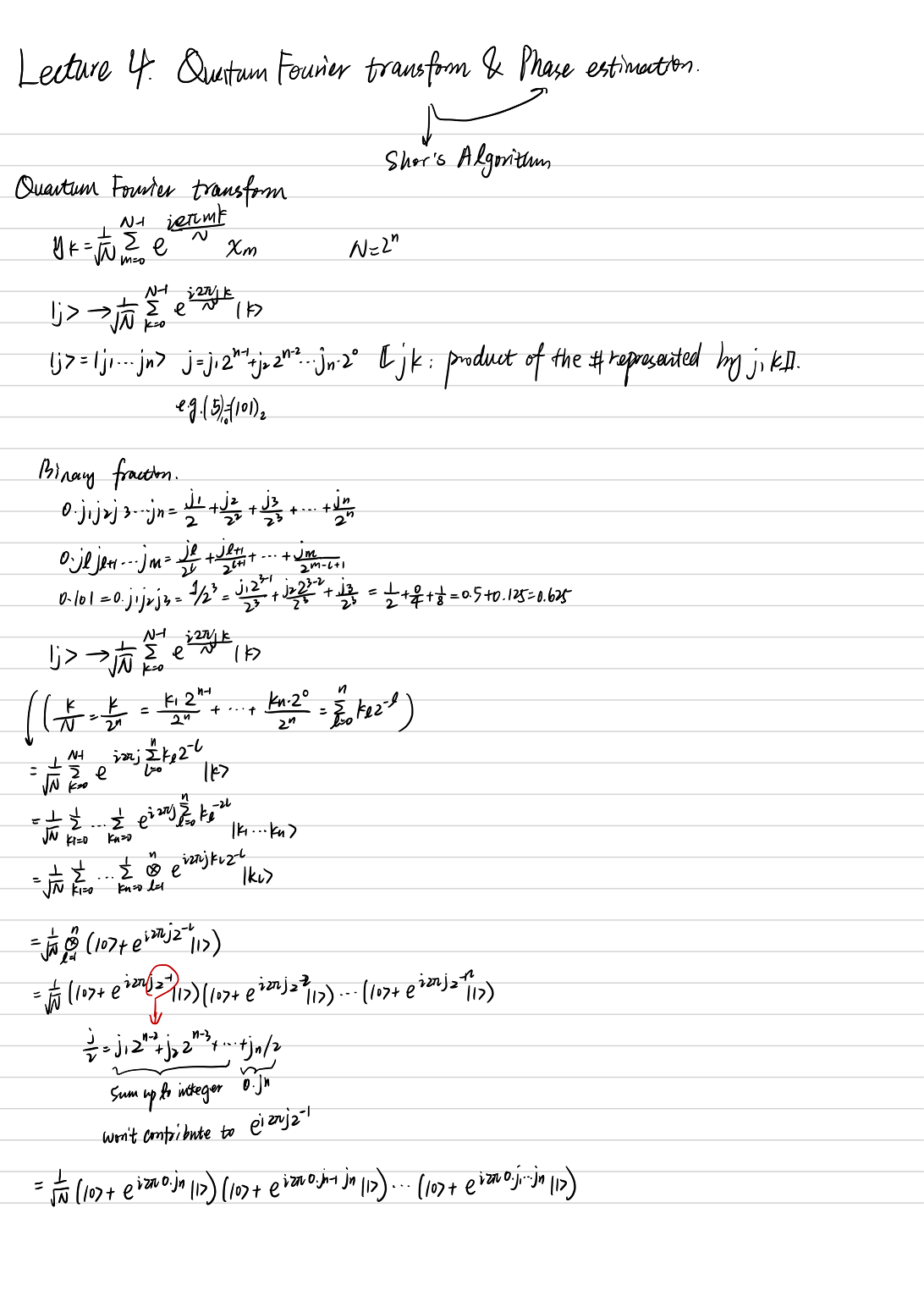 [高级量子算法] Lecture 4-Quantum Fourier Transform and Phase Estimation ...