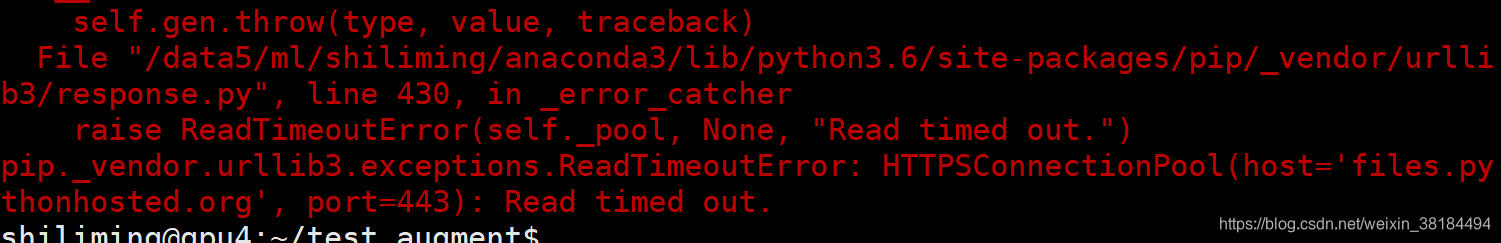 在linux服务器上pip安装torch失败报错raise Wantreaderror Raise Readtimeouterrorlinux安装torch失败 Csdn博客