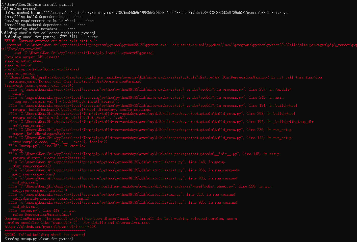 Python 38安装pymssqlpython38安装pymsql Csdn博客 