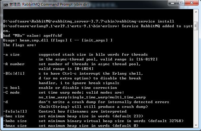 windows下安装RabbitMQ时报错 Unable to register service with service manager. Error: Access is denied ...