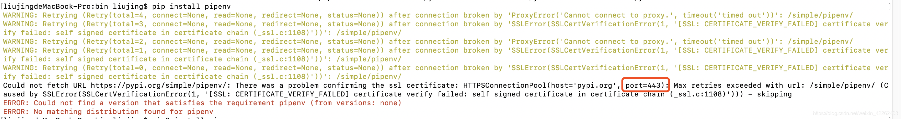 安装:pip Install Pipenv,报错:error No Matching Distribution Found For Pipenv Csdn博客