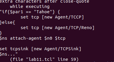 调试运行ns2 lab11.tcl中遇到的问题_extra characters after close-brace-CSDN博客
