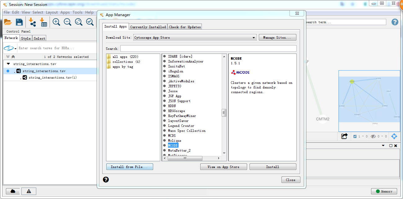 String+CytoScape构建PPI网络_mcode算法-CSDN博客