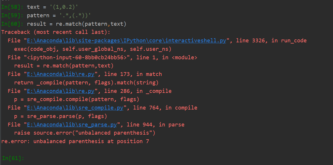 正则表达式-re.error: unbalanced parenthesis at position 7-CSDN博客