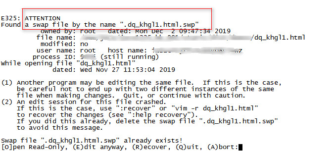 Linux编辑文件出现Swap file ".xxx.swp" already exists!_swap file ".makefile.swp" already exists!-CSDN博客