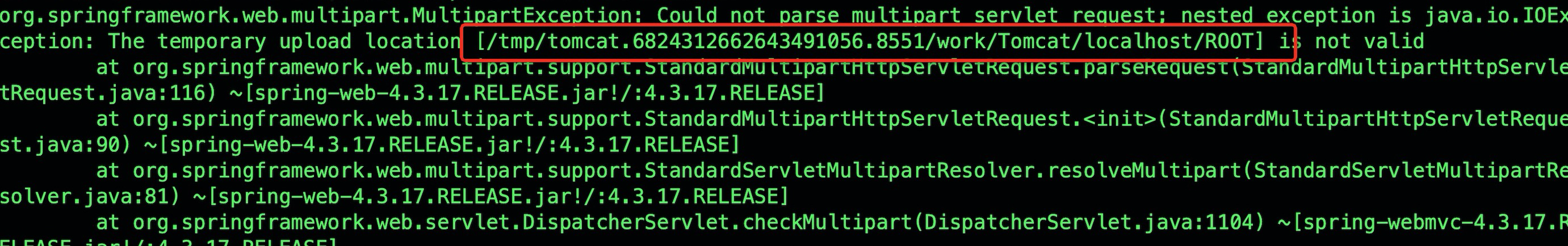 SpringBoot导入异常：The temporary upload location [/tmp/tomcat.135042057.80/work/Tomcat/localhost ...