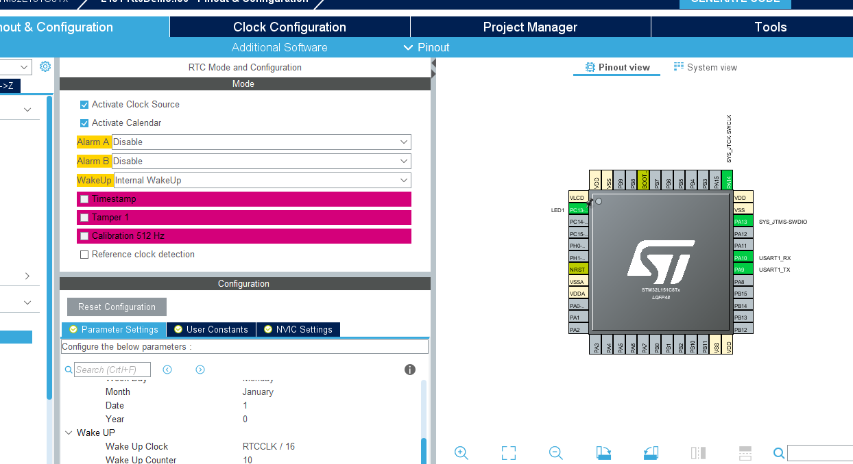 Stm32l151 使用cube配置rtc 睡眠唤醒闹钟 直接赋值中断方式 151 32 Csdn博客