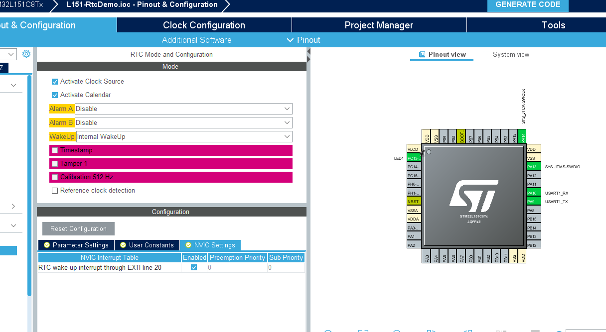 STM32L151 使用cube配置RTC 睡眠唤醒闹钟-直接赋值中断方式_-151+-32-CSDN博客
