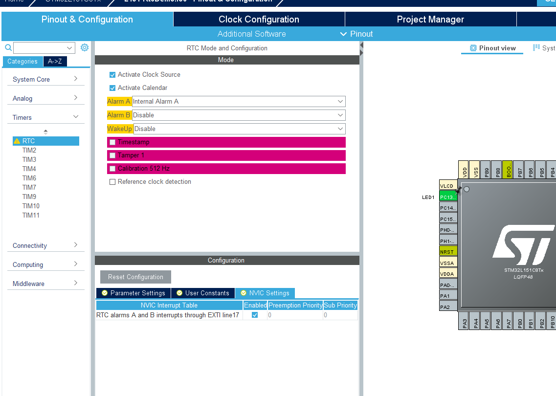 STM32L151 使用cube配置RTC 睡眠唤醒闹钟-闹钟方式_stm32l151 cube 配置-CSDN博客