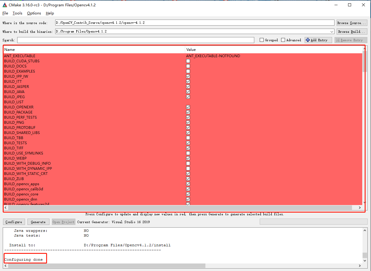 Visual Studio2019+Cmake编译配置OpenCV4.1.2+Contrib4.1.2（二）_cmake编译opencv4.1.2-CSDN博客