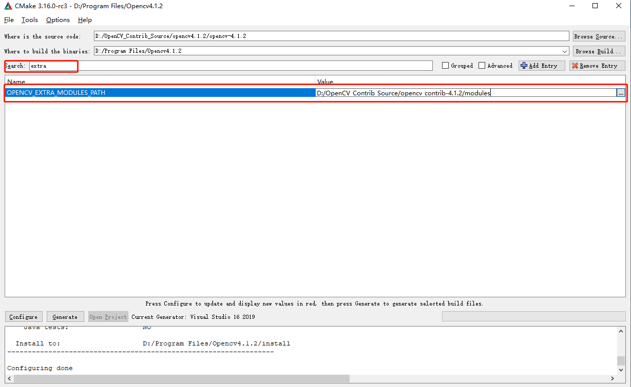 Visual Studio2019+Cmake编译配置OpenCV4.1.2+Contrib4.1.2（二）_cmake编译opencv4.1.2-CSDN博客