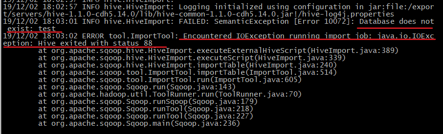 Sqoop --错题 java.io.IOException: Hive exited with status 88_import failed: java.io.ioexception ...