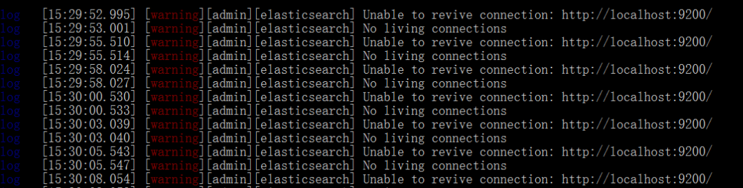 启动kibana报错 Admin Elasticsearch No Living Connections问题的解决方法logstach No Available Connections 