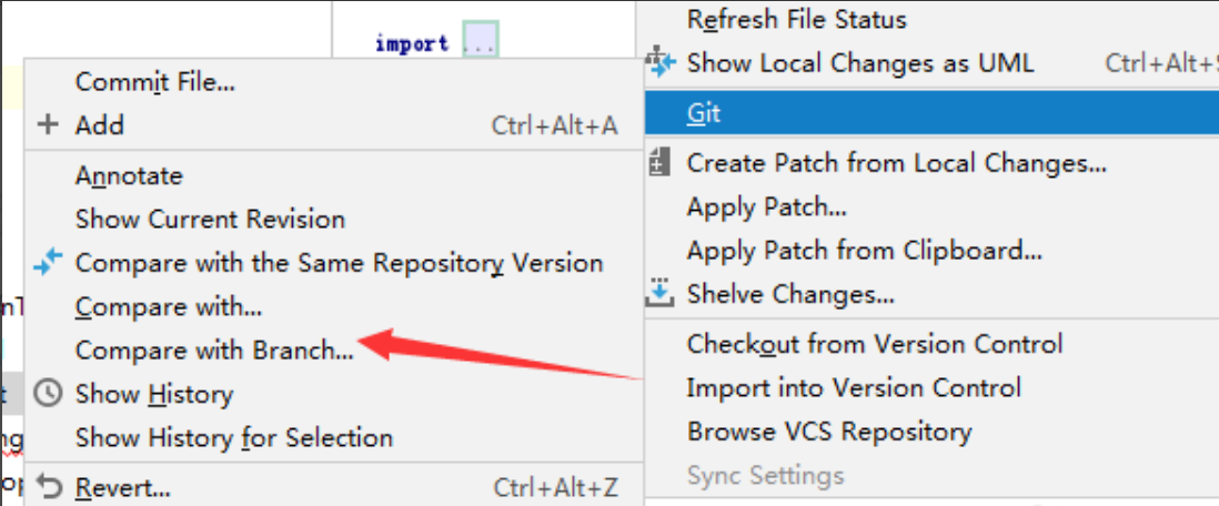 Idea中使用git比较两个分支的代码区别idea Compare With Branch Csdn博客 