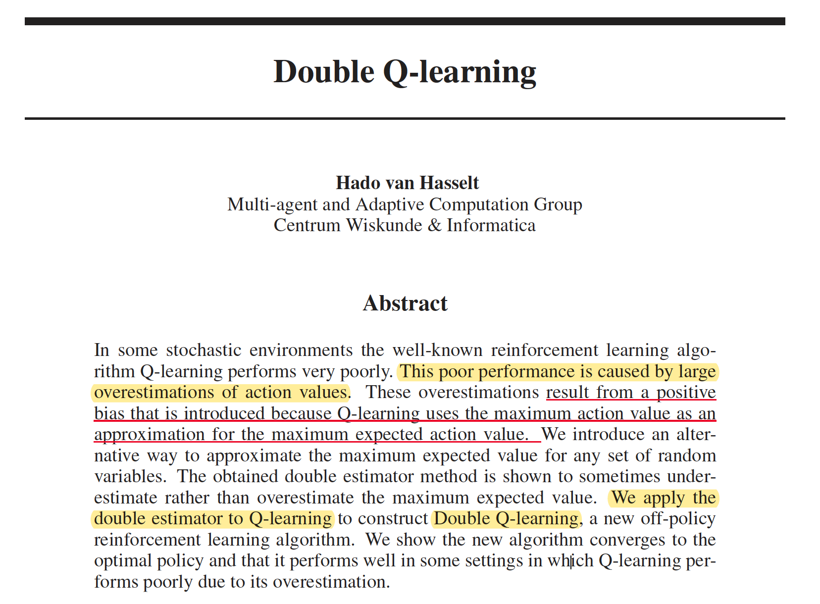深度强化学习系列(5): Double Q-Learning原理详解_double q learning-CSDN博客