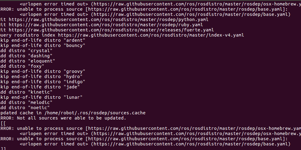 ROS- 解决 rosdep update 出现的错误_error: error loading sources list: